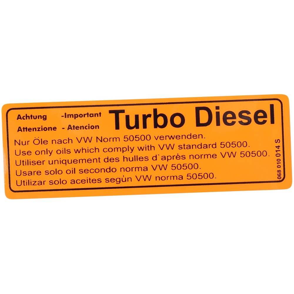 Turbo-Diesel information sticker for VOLKSWAGEN Transporter T25 (05/ ...