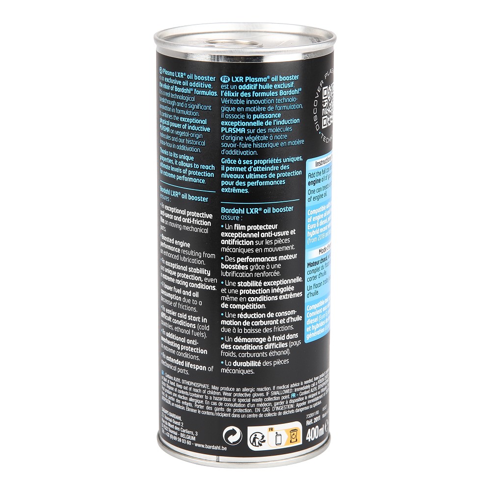Additif LXR PLASMA Oil booster BARDHAL - flacon - 400ml - UD23041 bardahl - Mecatechnic.com