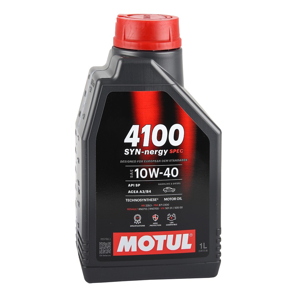 Huile moteur MOTUL 4100 Syn-Nergy Spec 10W40 - Technosynthèse - 1 Litre ...