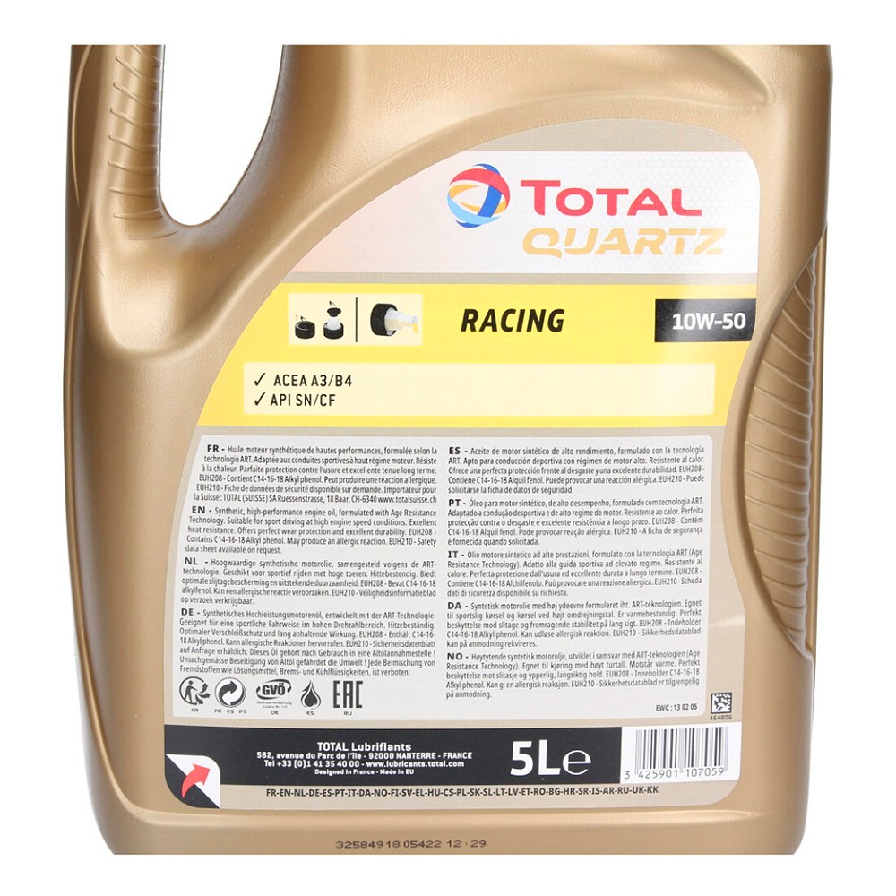 TotalEnergies Quartz Racing 10W50 Aceite de motor - Technosynthesis - 5 ...