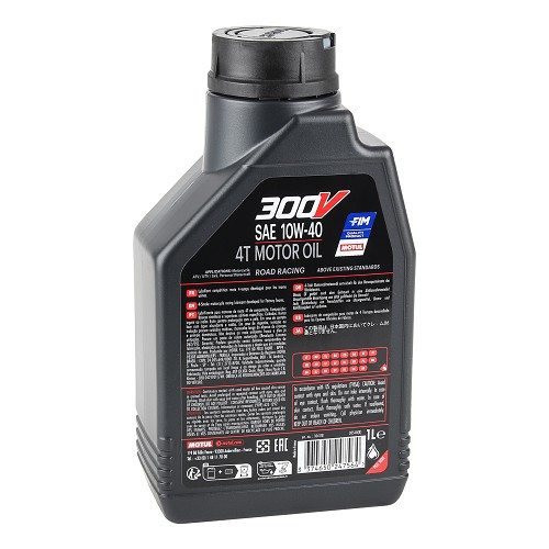 Huile moteur pour moto MOTUL 300V 4T 10W40 - synthétique - 1 Litre